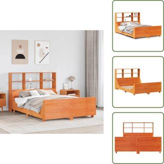 vidaXL Massivholzbett ohne Matratze Wachsbraun 160x200 cm Massivholz - Bett Mit Regal - Bett Mit B&uuml;cherregal - Holzbett Mit Regal - Holzbett Mit B&uuml;cherregal