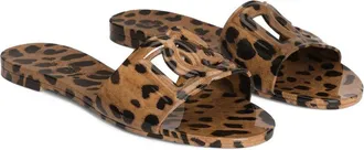 Dolce & Gabbana Leopard Print Sandals - Tan