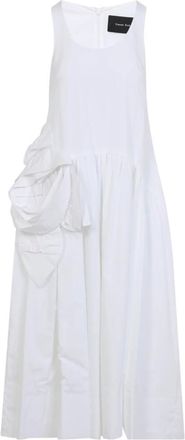 Simone Rocha Femme, Robes, Blanc, Taille: 34 FR Robe Midi Volant&eacute;e avec Rosettes Appliqu&eacute;es et Dos Ajust&eacute;