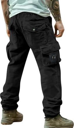 Generic Pantalon de surv&ecirc;tement cargo pour homme, coupe d&eacute;contract&eacute;e avec taille &eacute;lastique extensible, tissu confortable pour un confort tout au long de la jo