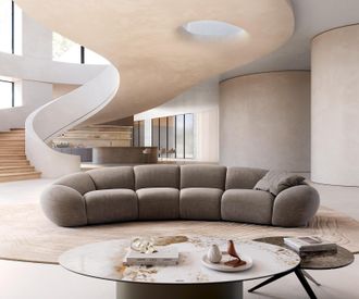 DELIFE Big-Sofa Lunna 360x175 cm Strukturstoff Soft Taupe 2 Kissen, Big Sofas