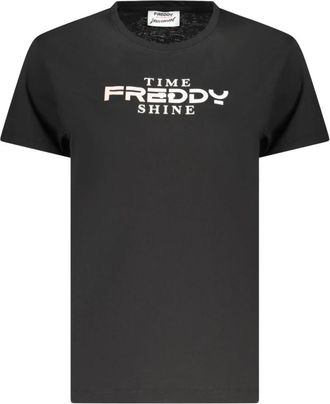 Freddy Kurz&auml;rmeliges T-Shirt - - Tops - Damen - Schwarzk - XL