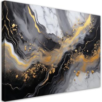 Feeby Leinwand Bilder - Bild Wohnzimmer - Gold Abstrakt Glamou - 120x80 cm XXL 1tlg - Deko Schlafzimmer Gro&szlig; - Dekoration Canvas - Gem&auml;lde - Modern Wandbild