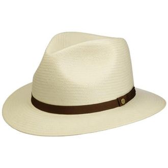 Stetson Chapeau en Paille Fallkirk Traveller Femme/Homme - de Soleil avec Ruban Gros Grain Ete Printemps-ete - M (56-57 cm) Blanc