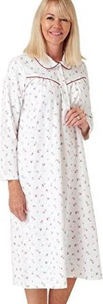 Marlon Womens Candace Brushed Cotton Printed Peter Pan Collar Nightgown Chemise de Nuit