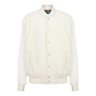 Balmain Bomberjacke aus strukturierter Baumwolle - - Jackets - Herren - Wei&szlig; - M