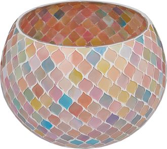 Butlers Windlicht Pastel Lights Aluminium Ø18cm | Mosaik Kerzenhalter bunt | ideal für Boho Oriental Deko Farbtupfer
