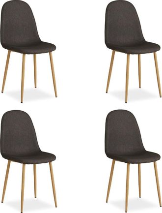 Homestyle4u 2340, 4er Set Esszimmerst&uuml;hle Stuhl Sessel Wohnzimmer K&uuml;chenstuhl Polsterstuhl Dunkel Grau 4 St&uuml;ck
