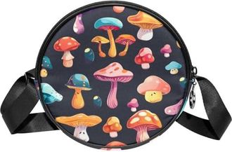 Generic Sac &agrave; bandouli&egrave;re rond rond pour femme, petit sac &agrave; bandouli&egrave;re champignon avec fermeture &eacute;clair, bretelles r&eacute;glables, d&eacute;contract&eacute; pour femmes et fill