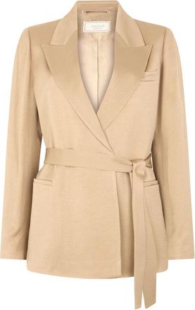 PESERICO Femme, Vestes, Beige, Taille: 42 FR Satin Belted Blazer
