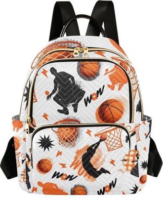 Mnsruu Mini sac à dos pour femme avec cadre de basket-ball, petit sac à dos tendance pour femme, sac à dos décontracté, Multi1109, S