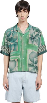Versace Printed Cr&ecirc;pe De Chine Silk Shirt