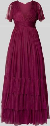 Lace & Beads Abendkleid mit tiefem V-Ausschnitt