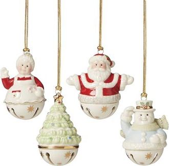 Lenox Gl&ouml;ckchen-Ornamente, 4 St&uuml;ck - H&auml;ngende Glocke, Gold, Traditionelle Weihnachten, Porzellan, Weihnachten, Festliche Anl&auml;sse