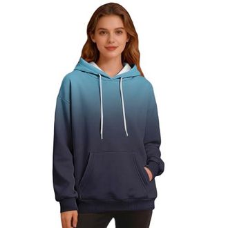 Generic Pull &agrave; capuche tendance d&eacute;grad&eacute; pour femme, manches longues, pull &agrave; capuche surdimensionn&eacute; confortable pour les loisirs, coupe ample, sweatshirts avec