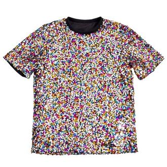 Generic Tee-Shirt Homme- T-Shirt &agrave; Manches Courtes &agrave; Paillettes Style Carnaval Id&eacute;Al pour Les Festivals Concerts Et Soir&eacute;Es Chic