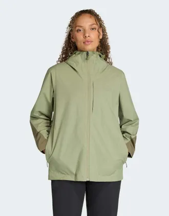 adidas Terrex Multi 2.5-Lagen-Climaproof-Regenjacke in Tent Green / Olive Strata-Gr&uuml;n