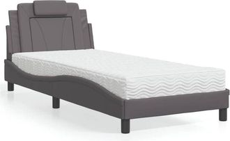 vidaXL Lit avec matelas gris 90x190 cm similicuir Vidaxl