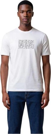 A|X Armani Exchange Homme, Tops, Blanc, Taille: 2XL T-shirt Imprim&eacute; en Coton &agrave; Col Rond et Manches Courtes