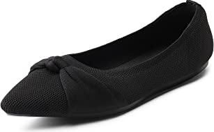 Dream Pairs Ballerines Femme Confortables &agrave; Bout Pointu - Chaussures Plates Souples Pliables avec Noeud, Style Slip-on,Size 38,Noir,SDFA2339W