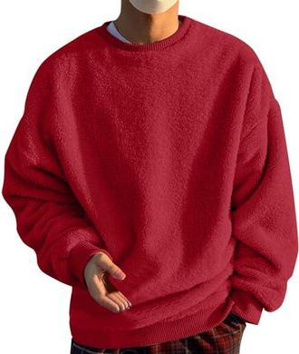 Generic Chandails en molleton épais sans capuche pour homme - Pull dhiver chaud - Sweat en polaire lourd - Col rond - Manches longues - Coupe ample - Décontra