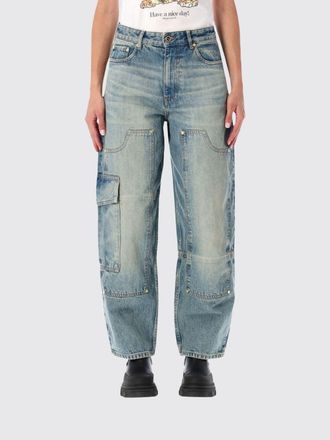 Ganni Jean cargo baggy Audri taille haute en denim de coton biologique