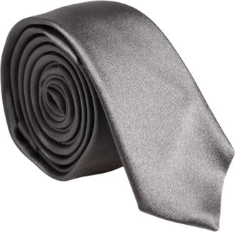 Dolce & Gabbana Mens Metallic Silver Silk Adjustable Necktie Tie