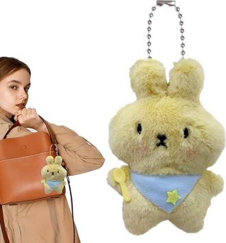 Generic Porte-cl&eacute;s lapin flou, charme de sac lapin | Charme portatif de sac &agrave; main de lapin en peluche - Pendentif de sac amusant, porte-cl&eacute;s en peluche de de
