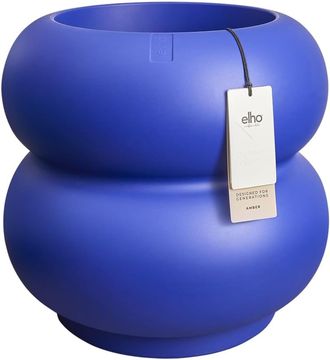 ELHO Amber Roll Low 43 - Blumentopf f&uuml;r Innen und Au&szlig;en - 100% recyceltes Plastik - &Oslash; 43 x H 40 cm - Blau/Royalblau