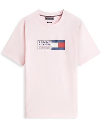 Tommy Hilfiger T-Shirt aus Baumwolle mit Label-Frontprint, Regular Fit in