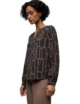 Street One Gemusterte Tunika Darkest Brown 46