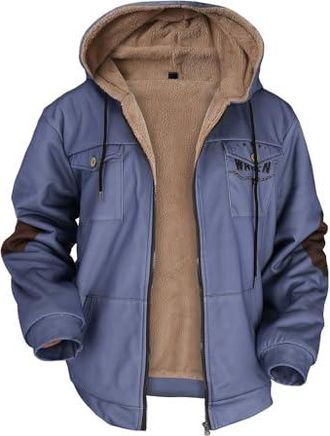 Generic Vestes dhiver pour homme - Veste polaire chaude - Manteau en coton avec capuche - Veste de transition - Veste cargo avec poches - Pour homme - Vintage