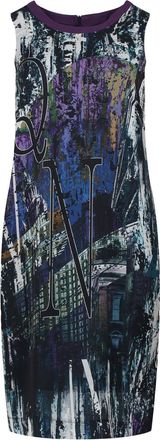 M&oacute;veis Conquista Urbanes grafisches Satin Kleid mit Kontrast-Ausschnitt