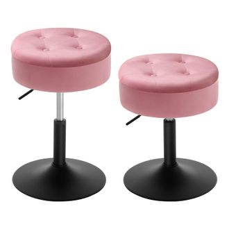 Woltu Schminktisch Stuhl 2er Set, Sitzhocker mit Stauraum, Hocker H&ouml;henverstellbar aus Bequemem Samt, 360&deg; drehbar, F&uuml;r Schlafzimmer, Wohnzimmer, Esszimmer,