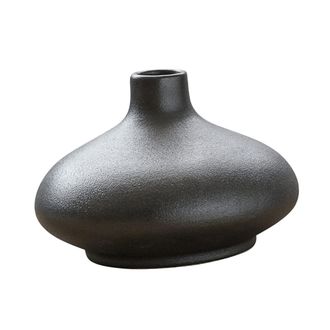 Cabilock Retro Keramik Vase s Rund Schwarz Chic Deko F&uuml;r Zuhause Elegante Tischvase F&uuml;r Trockenblumen Stilvolle Vintage Desktop Dekoration Praktisches Handwerk