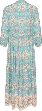 Cream Kleid CRAlora Damen Kleid 3/4 Arm Print Maxikleid Casual Maxi A-Linie Boho L/XL, Turquise Tile Print