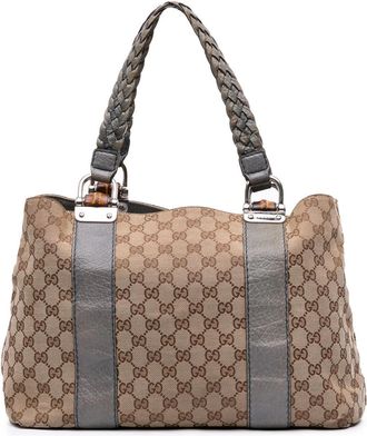 Gucci Shopper - GG Canvas Bamboo Libeccio Tote - Gr. unisize - in Braun - f&uuml;r Damen