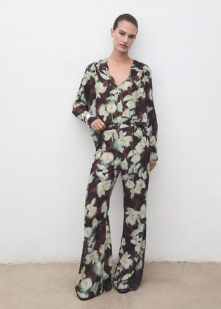 Mango Gemusterte Flare-Hose grün - Damen - 36 - MANGO