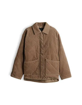 OPUS Steppjacke Hekordi aus weichem Cord Gerader Schnitt mit Midi-L&auml;nge und aufgesetzten Fronttaschen