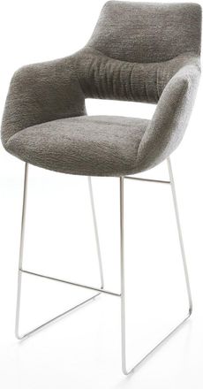 DELIFE Barstuhl Yago-Flex Boucl&eacute; Soft Schlamm Kufengestell Edelstahl Silberfarben Taschenfederkern, Barst&uuml;hle