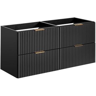 Vente-Unique Vente-unique - Meuble sous vasque suspendu stri&eacute; - Noir - L120 cm - zevara