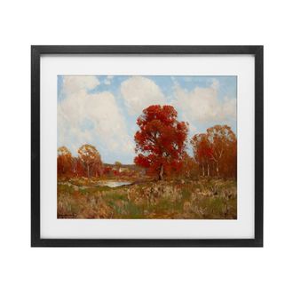 Stupell Industries Arlington Prints Kunstdruck Herbstlandschaft mit rotem Laub, gerahmter Druck unter Glas, Design von Arlington Prints, 33 x 40 cm