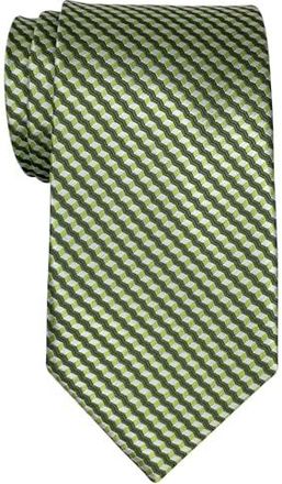 Retreez Cravate Tiss&eacute;e en motifs de rayures en zigzag pour homme - Vert arm&eacute;e