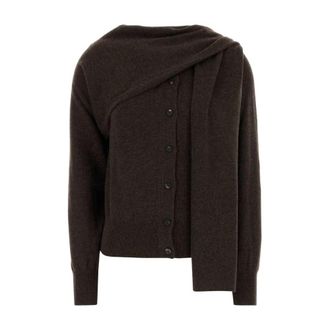 Ferragamo Strickjacke mit asymmetrischem Drap&eacute; und Kn&ouml;pfen - - Knitwear - Damen - Braun - M