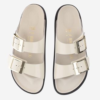 Birkenstock Womens Slippers Arizona Ecru Leather Flat Shoes