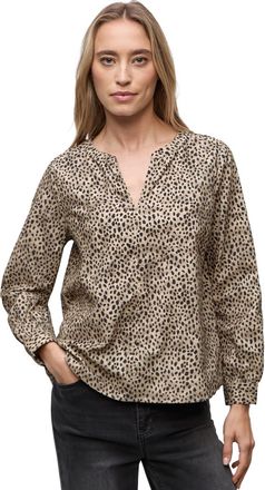 Street One Damen 3412289 Cordbluse im Leo-Look, Sanded beige, 38