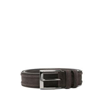 Canali Brauner Wildleder Rechteckige Schnalle G&uuml;rtel - - Accessories - Herren - Braun - 115 CM