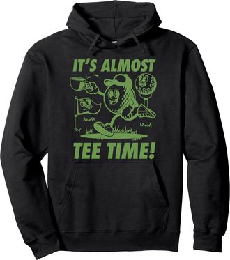 Trendy Apparel Its Almost Tee Time! Running Toon Golf Ball Pullover Hoodie