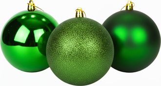 Shatchi 25 cm/3 gro&szlig;e dunkelgr&uuml;ne Weihnachtskugeln, PVC, bruchsicher, gl&auml;nzend, matt, glitzernde Oberfl&auml;che, Weihnachtskugeln, Ornamente, sortiertes Set, Fest