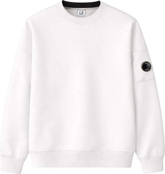 C.P. Company C.p. Company, Homme, Sweatshirts et sweats &agrave; capuche, Blanc, Taille: 2XL Rccmss713A Diagonal Raised Fleece Crewneck